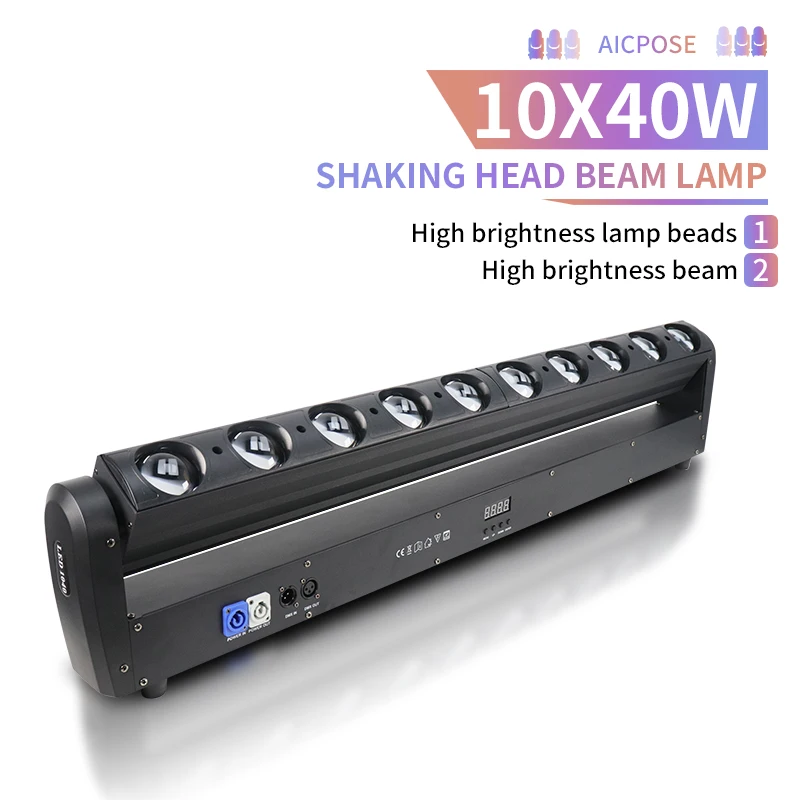 AICPOSE DMX LED10x40w 4in1 RGBW Bar Beam Moving Head Light Bar Beam ...