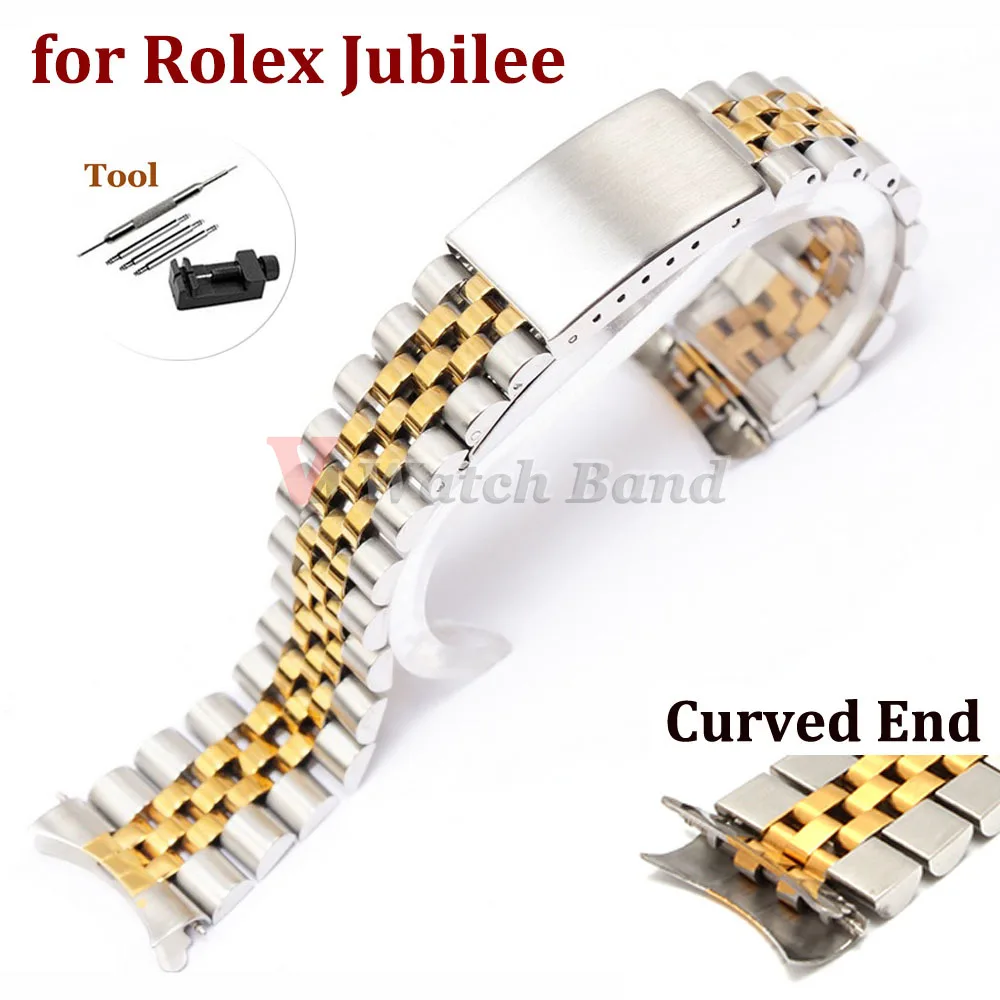 19mm-20mm-21mm-Curved-End-Metal-Watch-Strap-for-Rolex-Jubilee-DATEJUST ...