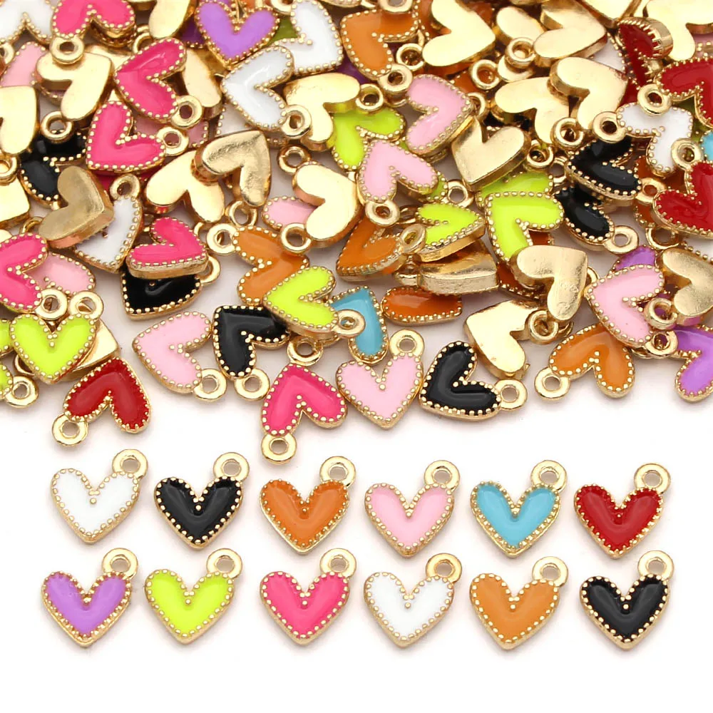 20Pcs Small Heart Enamel Charms Tiny Heart Shape Charms for Jewelry ...