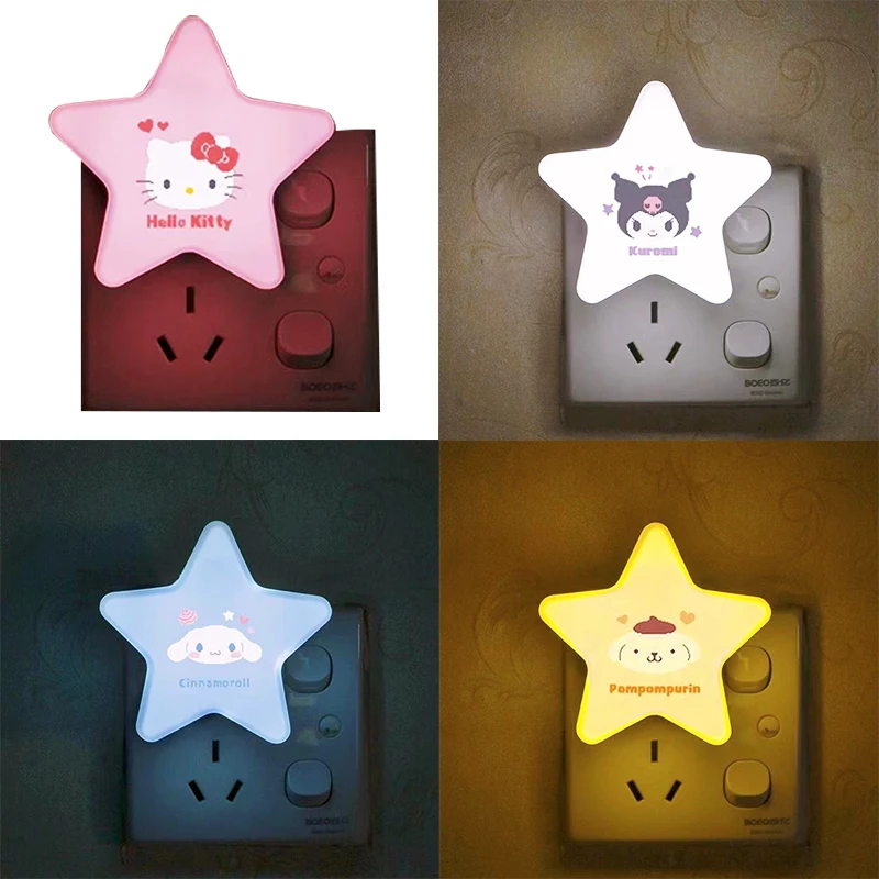 Luz de noche de estrella Sanrioed Kawaii Hello Kitty Kuromi Cinnamoroll ...