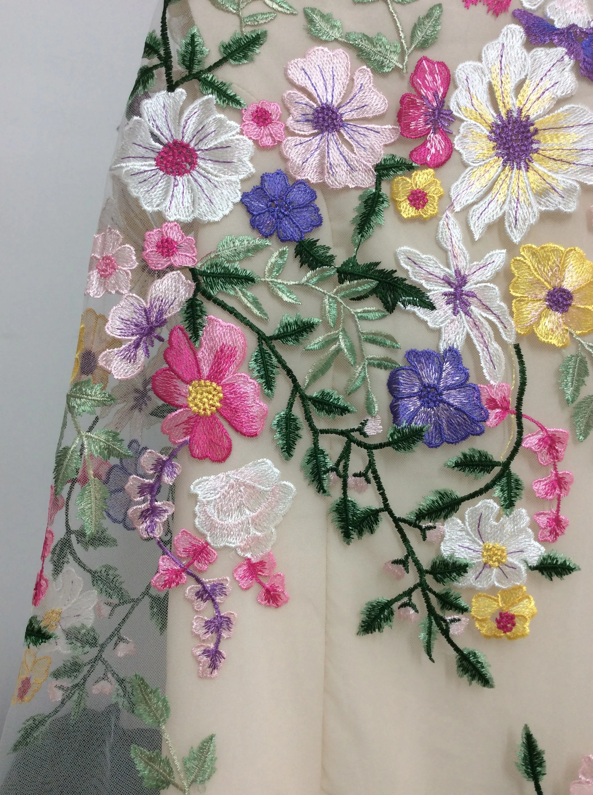 Fashion-Dress-Fabric-Floral-Colorful-Flower-Mesh-Lace-Fabric-Girls-Lady ...