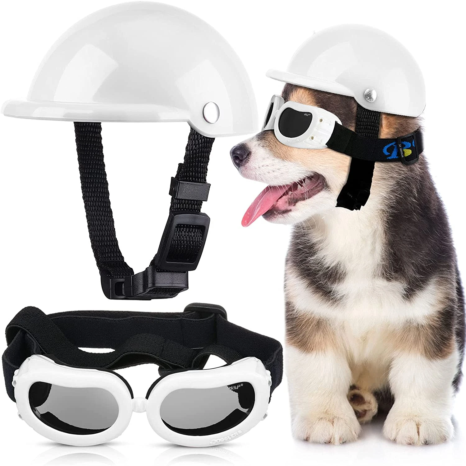 Pet Dog Helmet and Goggles,Doggie Cap Hat Dog Sunglasses for Riding ...
