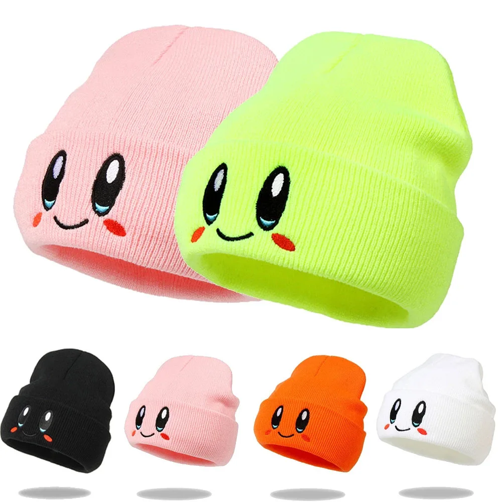 Anime-Kirby-student-autumn-and-winter-wool-hat-cartoon-cute-smiley-eye ...
