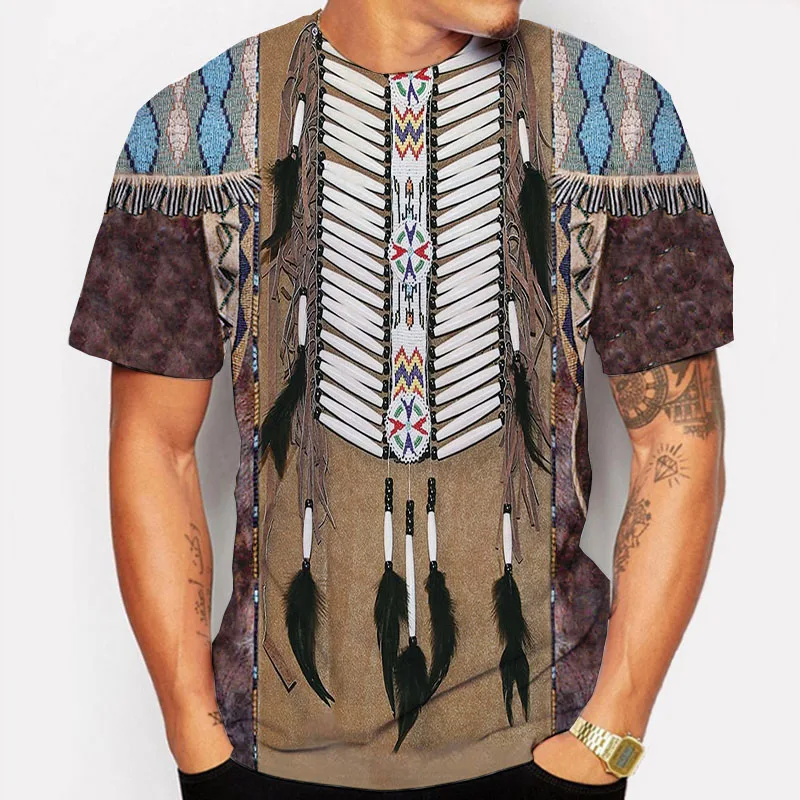 Fashion-Indian-Retro-Men-s-T-shirt-Round-Neck-Quick-drying-Short ...
