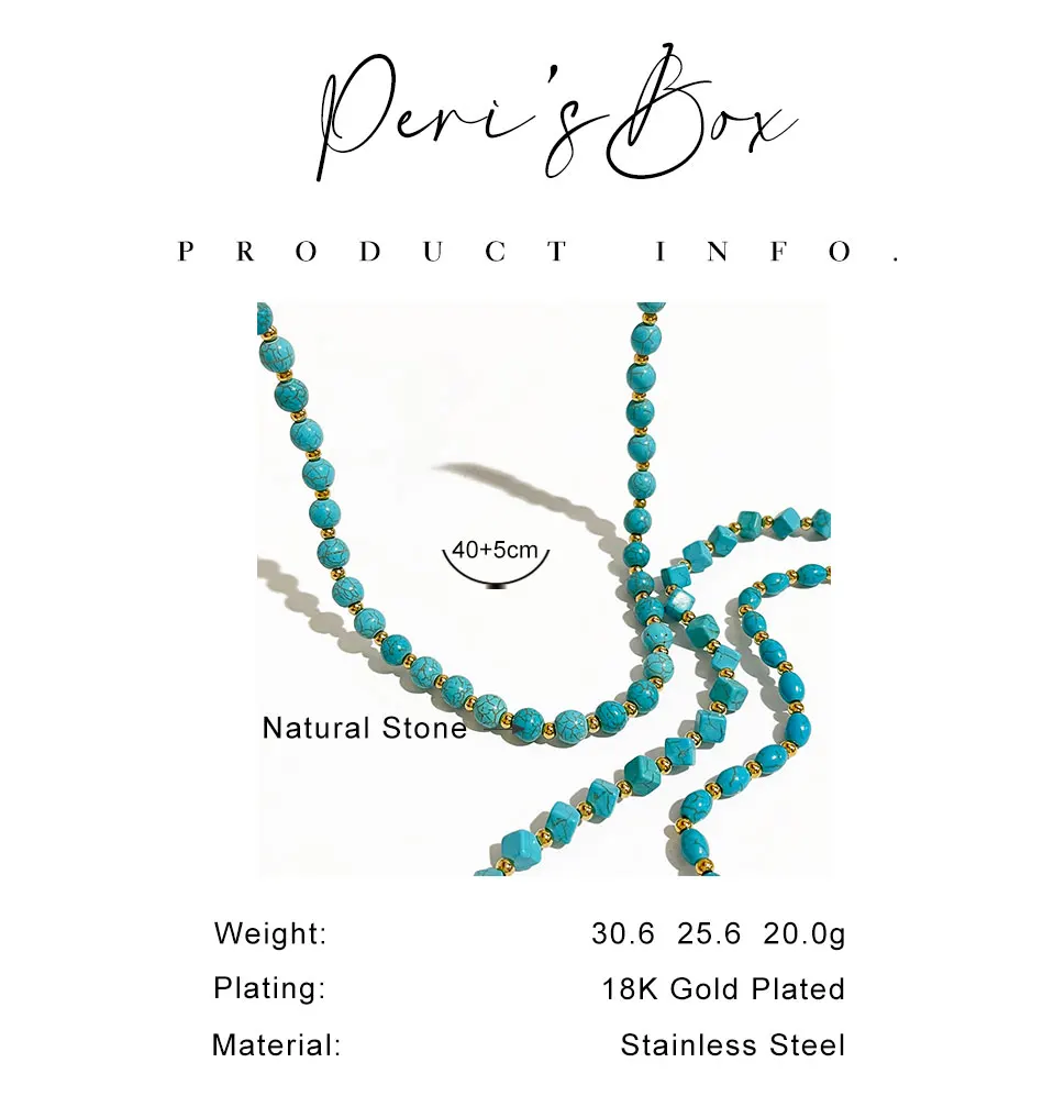 Peri'sBox Mix Stainless Steel Gold Plated Beads Round Oval Cube Turquo ...