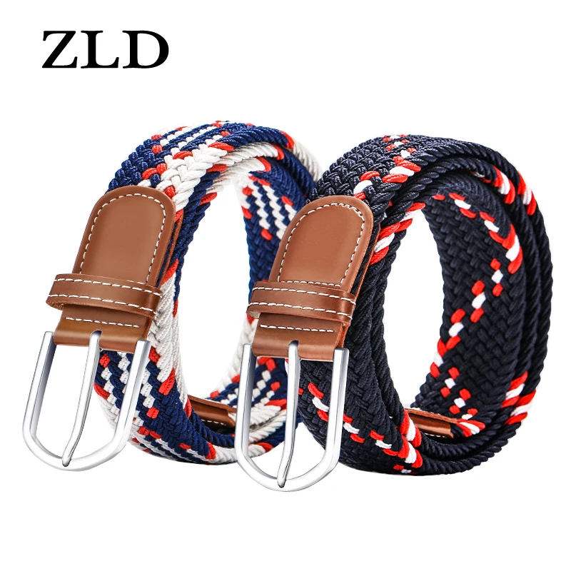 ZLD-120-130cm-Casual-Knitted-Pin-Buckle-Men-Belt-Woven-Canvas-Elastic ...