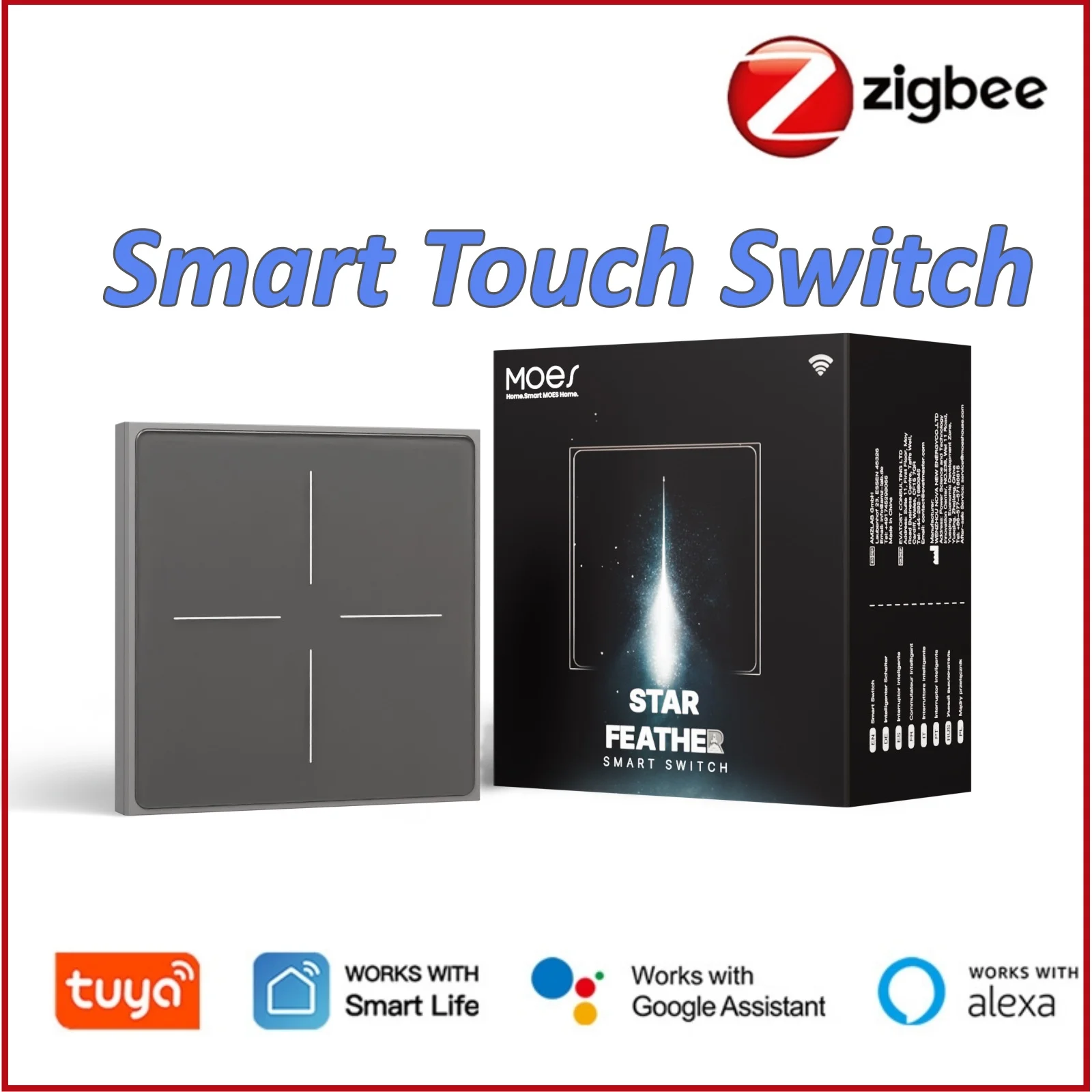 MOES Tuya ZigBee Star Feather Switch Smart Air Touch Light Scene 2in1 ...
