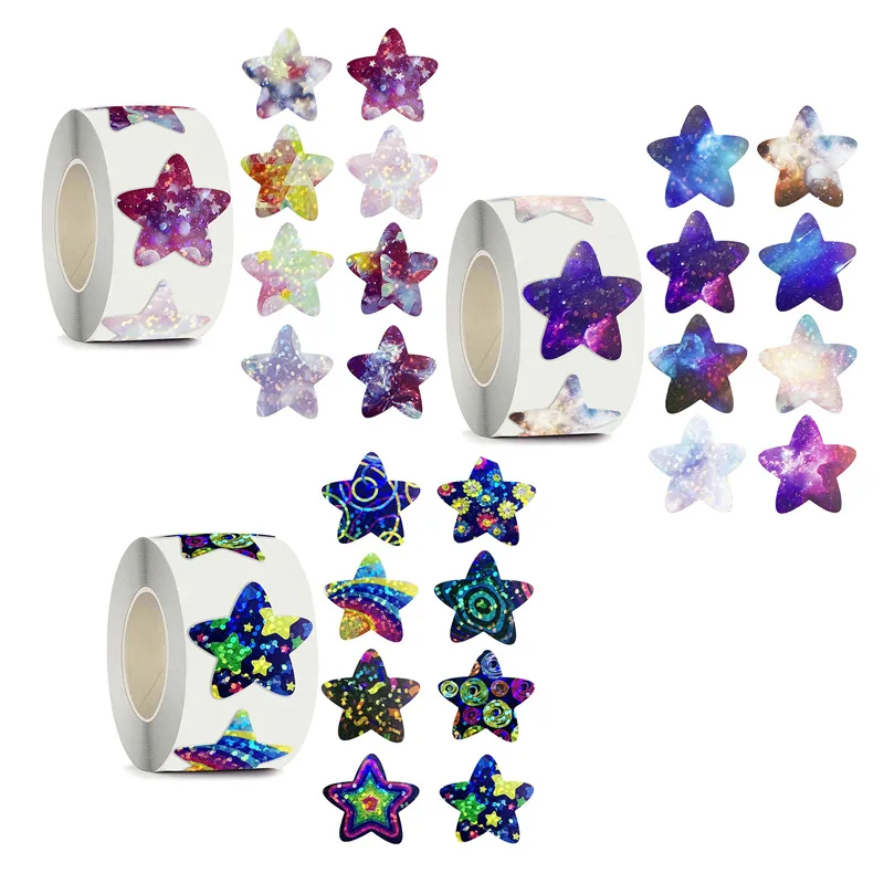 Pegatinas-de-estrellas-de-colores-para-ni-os-adhesivos-hologr-ficos-de ...