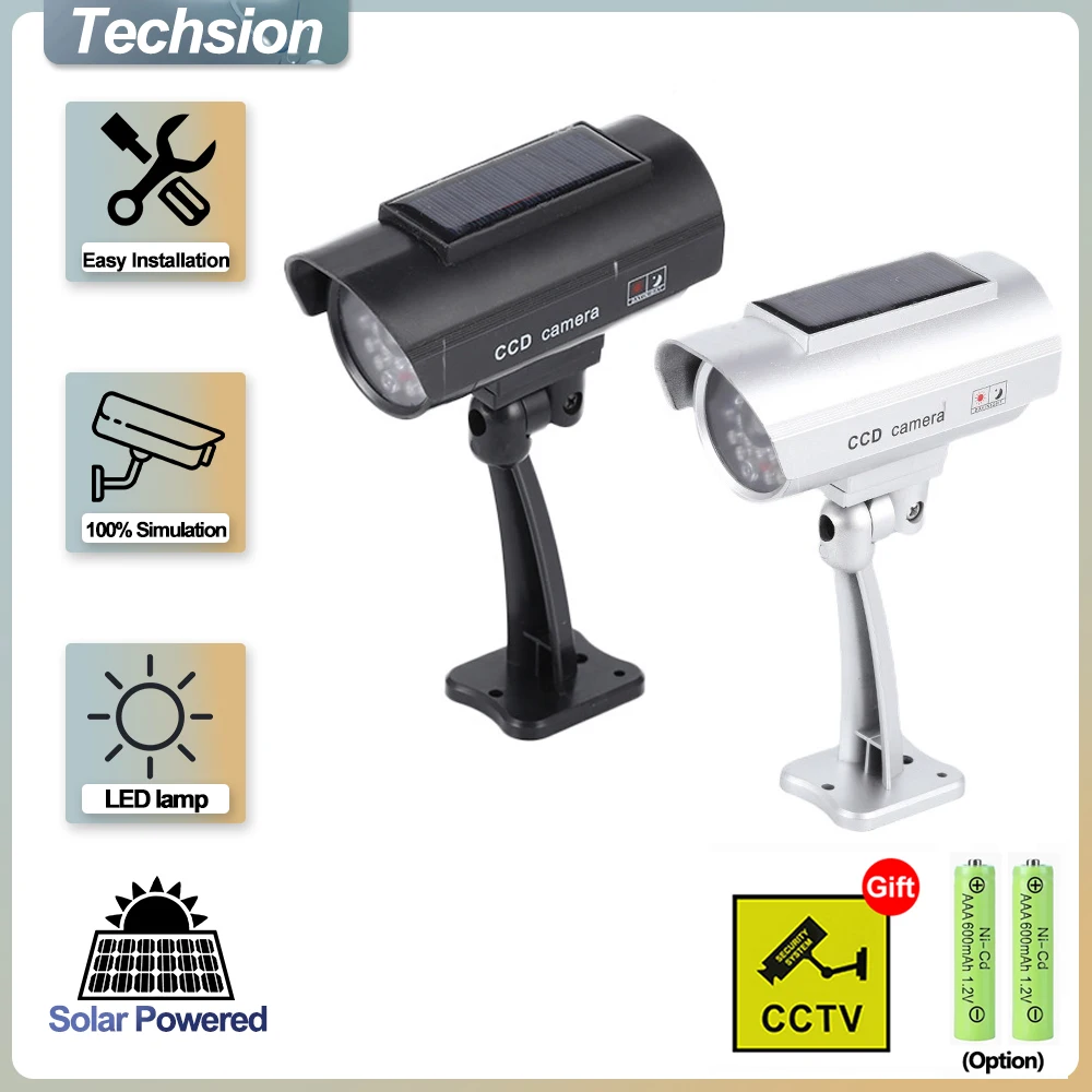 Solar-Fake-Dummy-Camera-with-Flashing-Red-LED-Bullet-Shaped-Waterproof ...