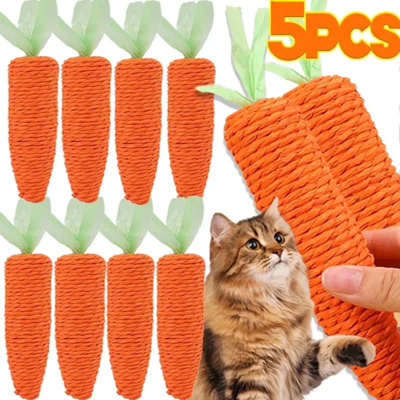 Cat-Toy-Carrot-Paper-Rope-Chew-Toys-Bite-Resistant-Scratcher-Clean ...