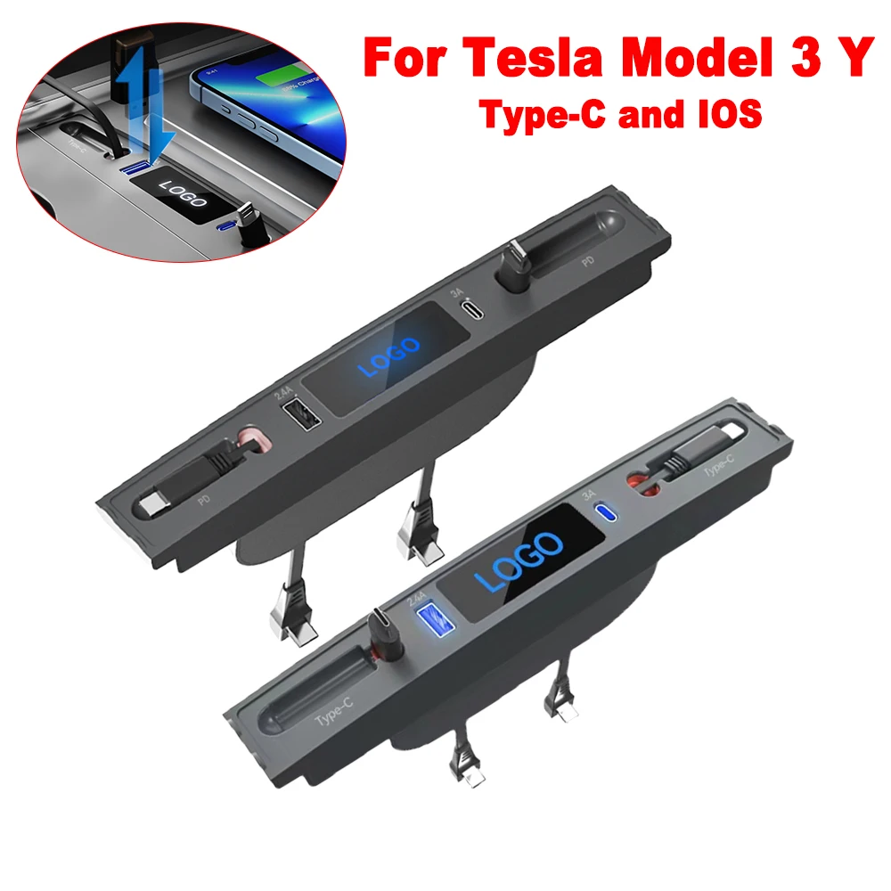 Car-USB-Shunt-Hub-For-Tesla-Model-3-Y-Accessories-27W-PD-USB-Fast ...