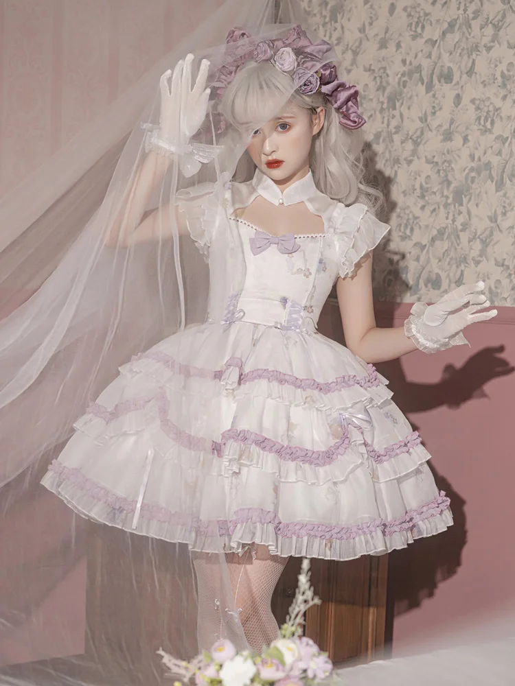 Short-Sleeve-Lolita-Black-White-Swan-Dress-Goth-Aesthetic-Puff-Sleeve ...
