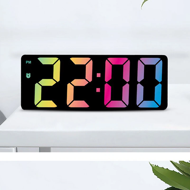 Acrylic Digital Alarm Clock Voice Control Colorful Font Night Mode ...