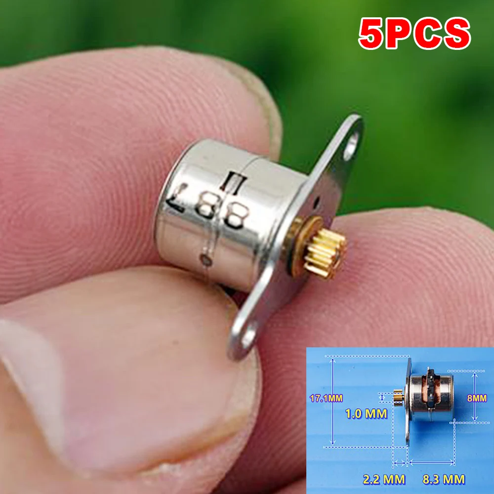 5PCS Mini 8mm 2-phase 4-draht Schrittmotor Miniatur Stepper mit metall ...