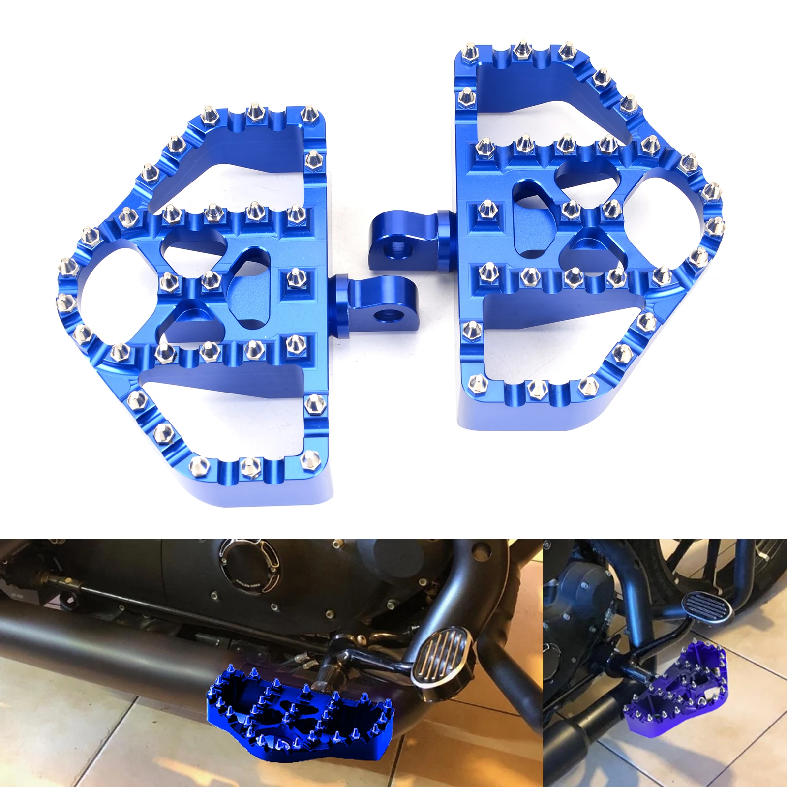 360-Roating-Triangular-Chopper-Bobber-Style-MX-Offroad-Mini-Floorboard ...