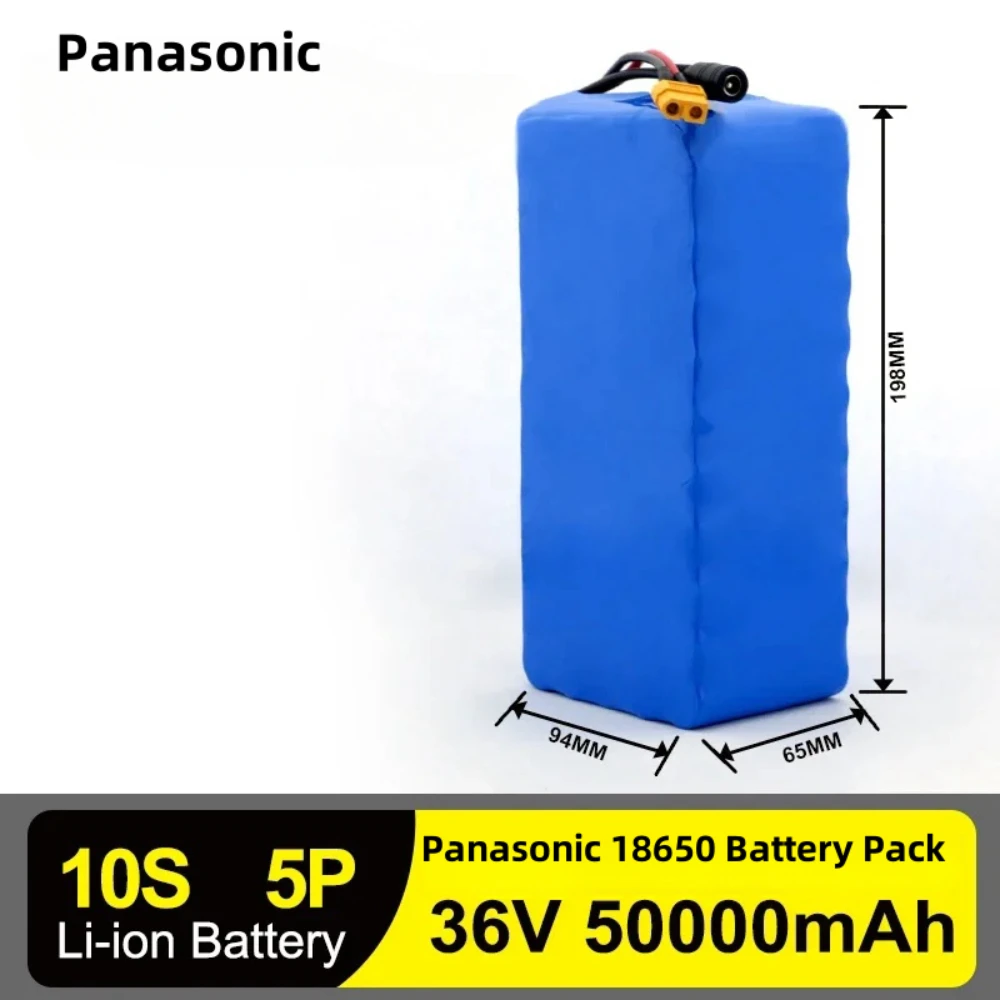 10S5P-36V-50AH-Panasonic-18650-lithium-battery-pack-1000W-electric ...