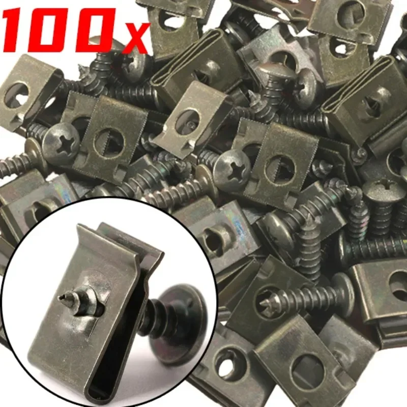 Self-tapping Screw and U-shaped Clip Fastener Set Car Motorcycle Anti ...