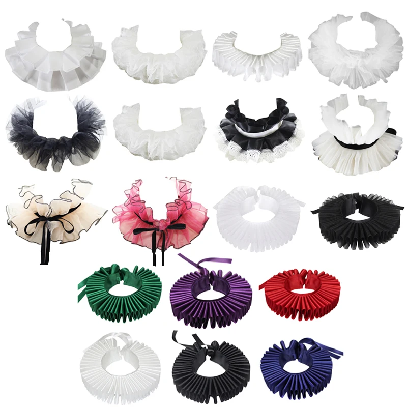 Victorian-ajust-vel-Ruffled-Neck-Collar-Silky-Satin-Collar-camadas ...
