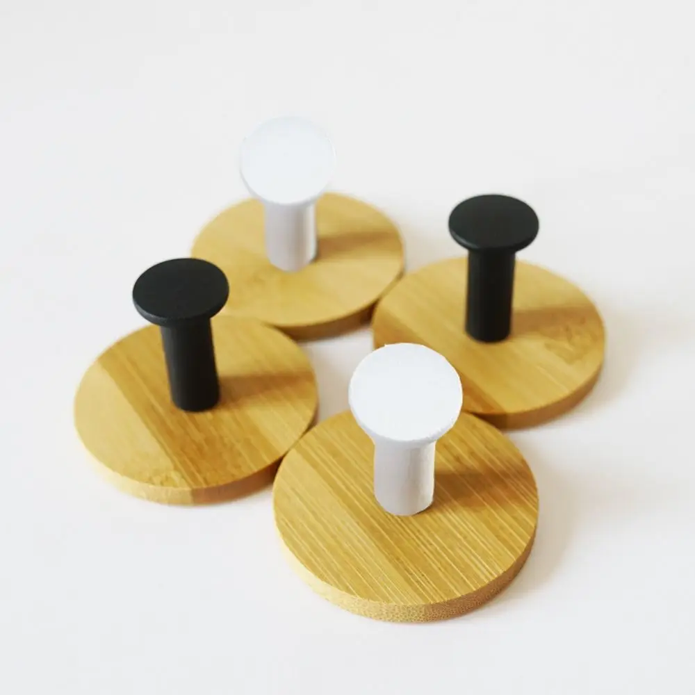 4Pcs-White-Bamboo-Robe-Hooks-Black-Self-Adhesive-Hooks-Decorative ...