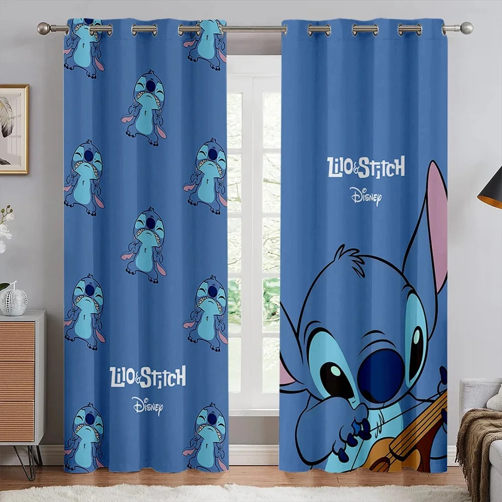 2pcs-Blue-Stitch-Cartoon-Blackout-Curtains-Anime-Curtains-for-Kids-Boy ...