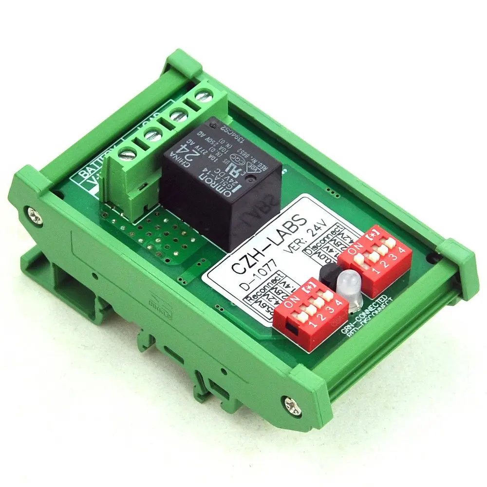 CZH LABS DIN Rail Mount LVD Low Voltage Disconnect Module, 24V 10A ...