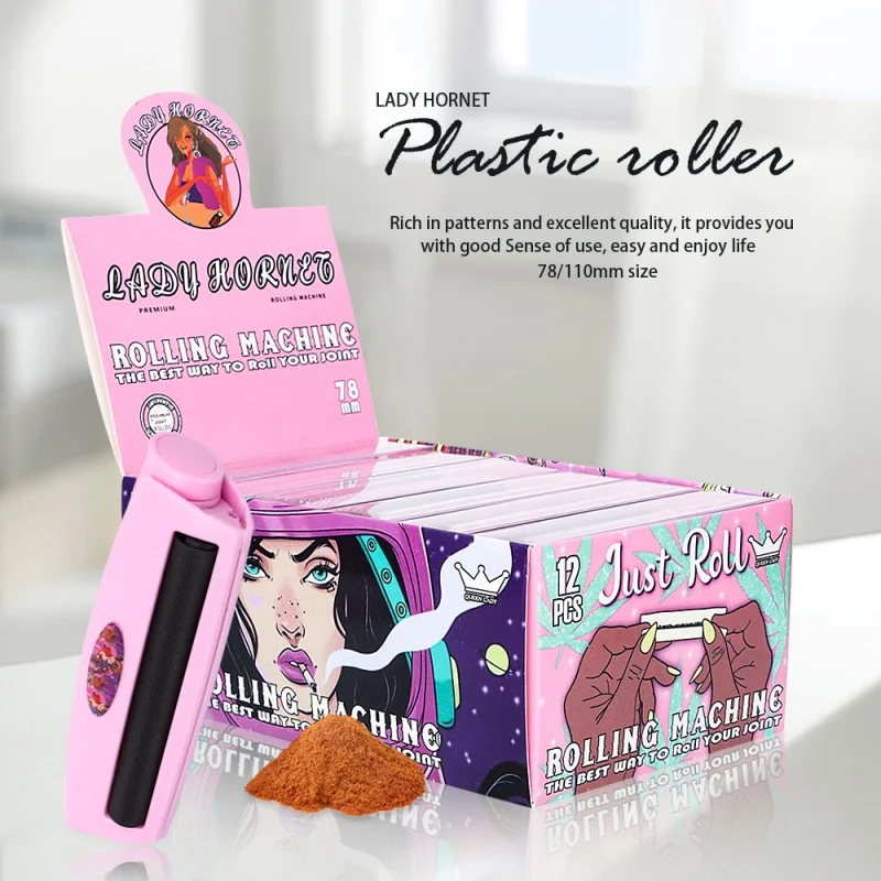 LADY-HORNET-78mm-Ladies-Pink-Plastic-Rolling-Machine-Portable-Cigarette ...