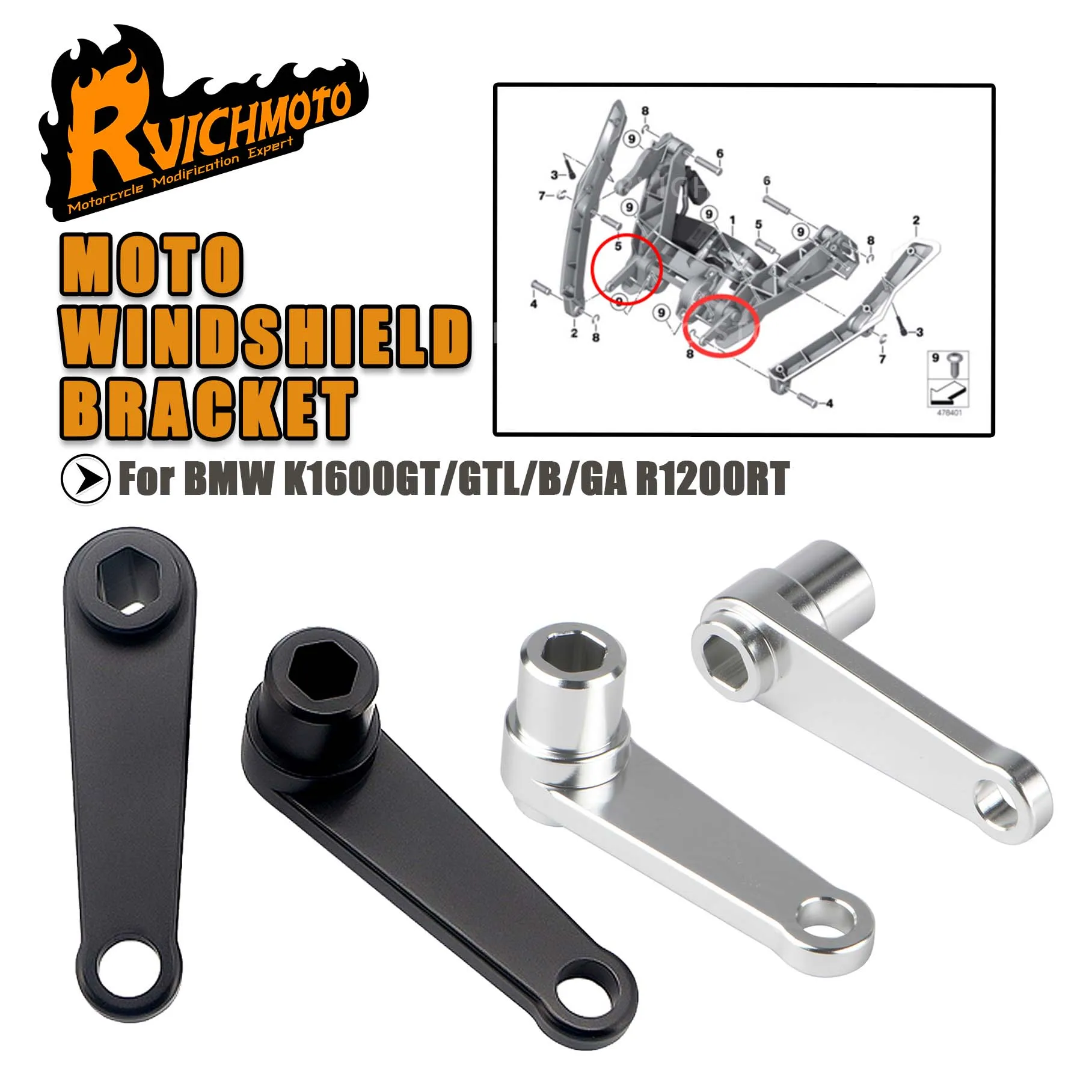 K 1600GTL Motorcycle Windscreen Lifting Rising Holder Bracket Kits For ...