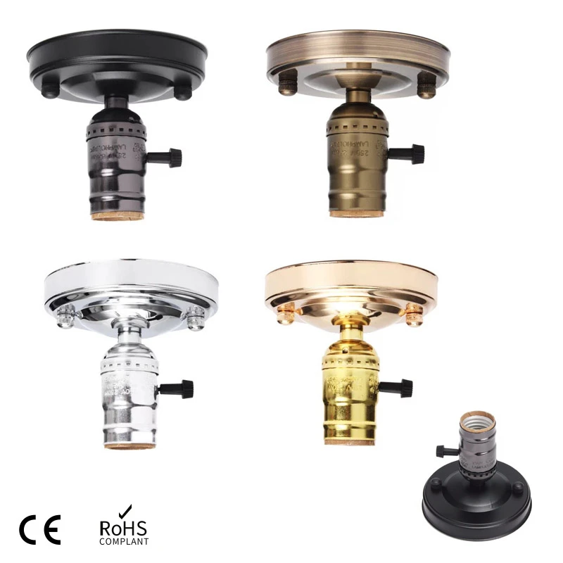 E26 E27 Lamp Base Electroplating Aluminum Vintage Retro Antique Edison ...