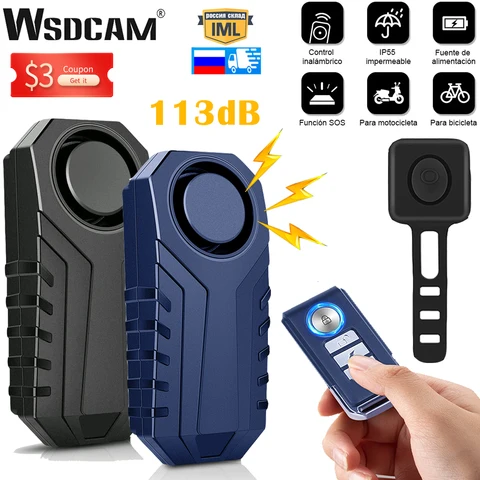 WSDCAM Bicycle Alarm Remote Control 113dB Wireless Anti Lost Remind ...