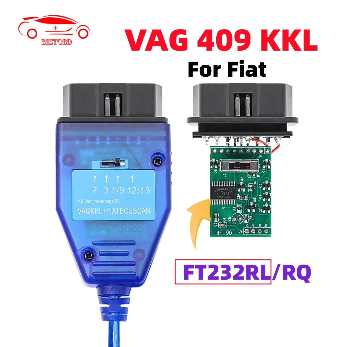 VAG 409 KKL FIATECUSCAN FTDI OBD 2 OBD2 Car Diagnostic Interface VCDS ...