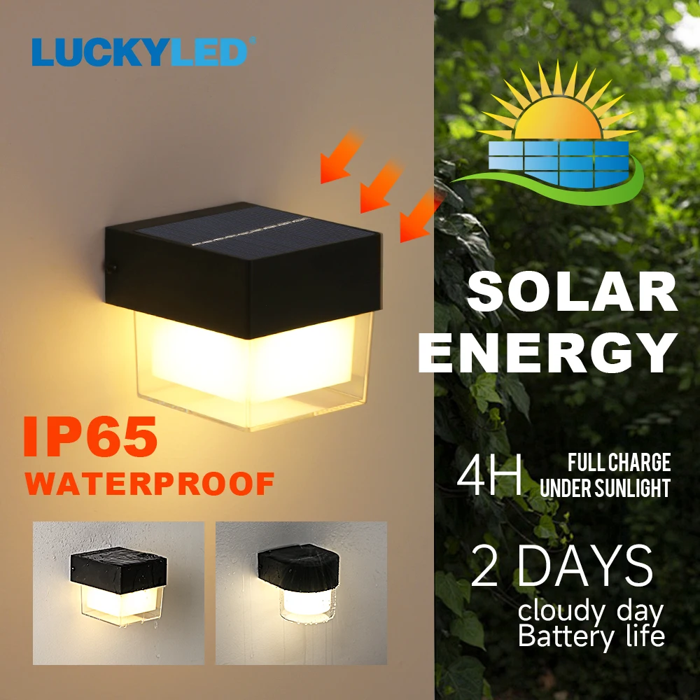LUCKYLED-Solar-Outdoor-Wall-Light-Waterproof-LED-Facade-Wall-Lamp-4W ...