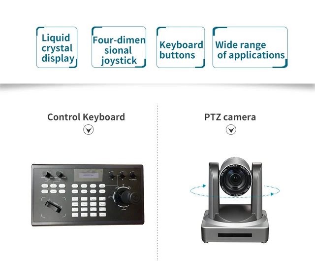 Camera Control Keyboard Network ONVIF VISCA Pelco-d/p Protocol Joystick Console POE RS422 RS485 ...