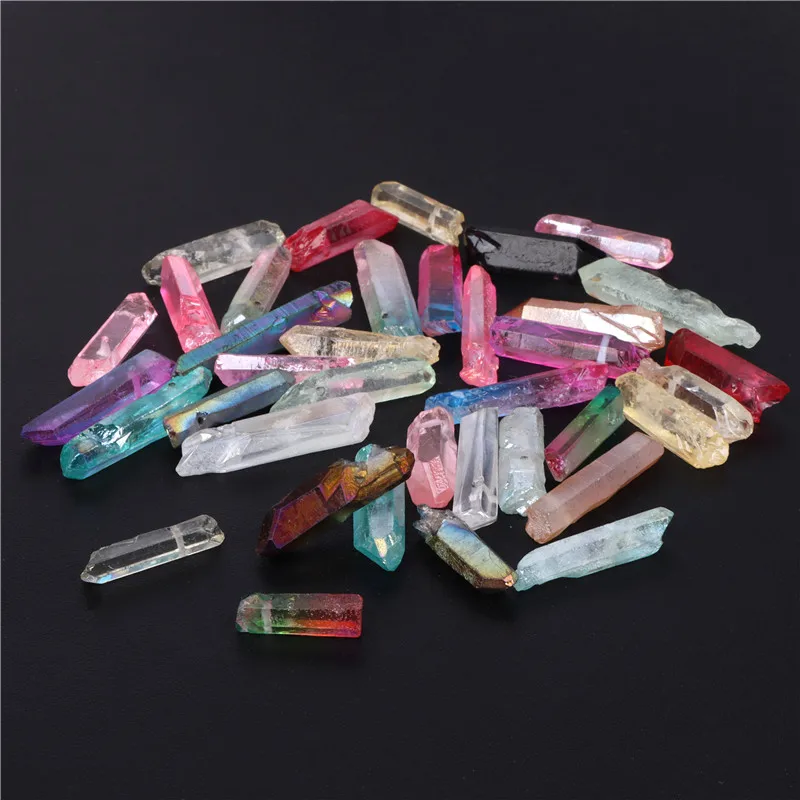 10pcs Multi Color Natural Quartz Crystal Stick Beads Top Drilled Raw ...