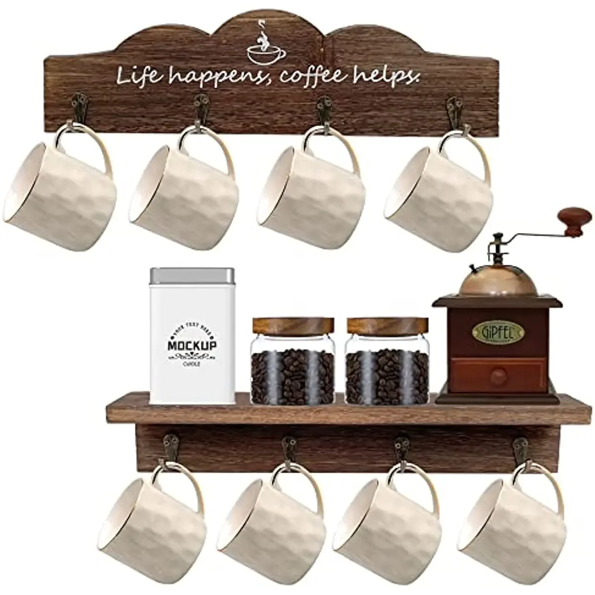 2Pcs-set-Coffee-Cup-Holder-Kitchen-Wall-for-Farmhouse-Decorations ...