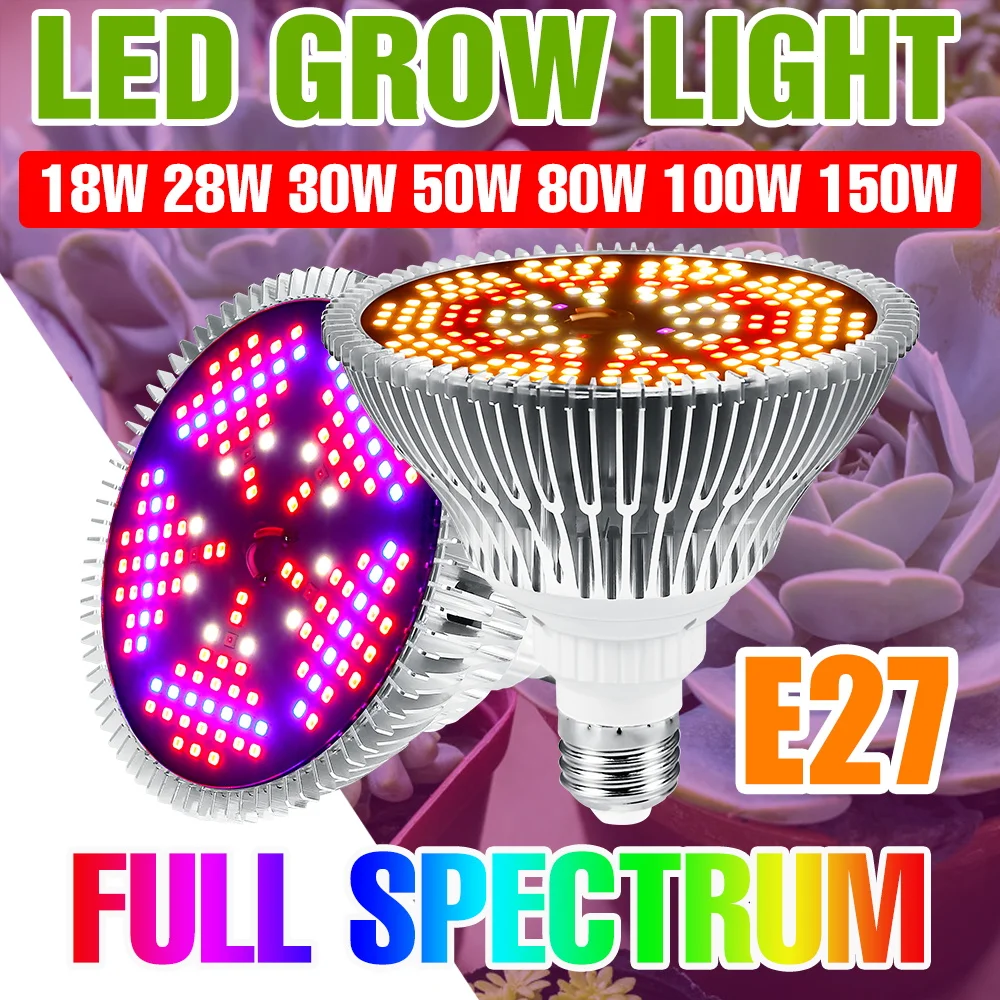 150W E27/E14 LED Grow Light Full Spectrum Plant Lamp UV/IR Indoor ...
