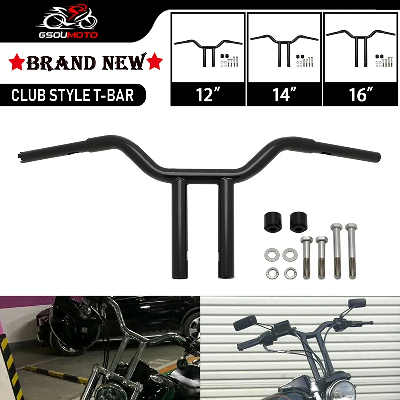 Motorcycle-Accessories-Club-Style-Rise-T-Bar-Handlebar-Fat-Steel-Pipe ...