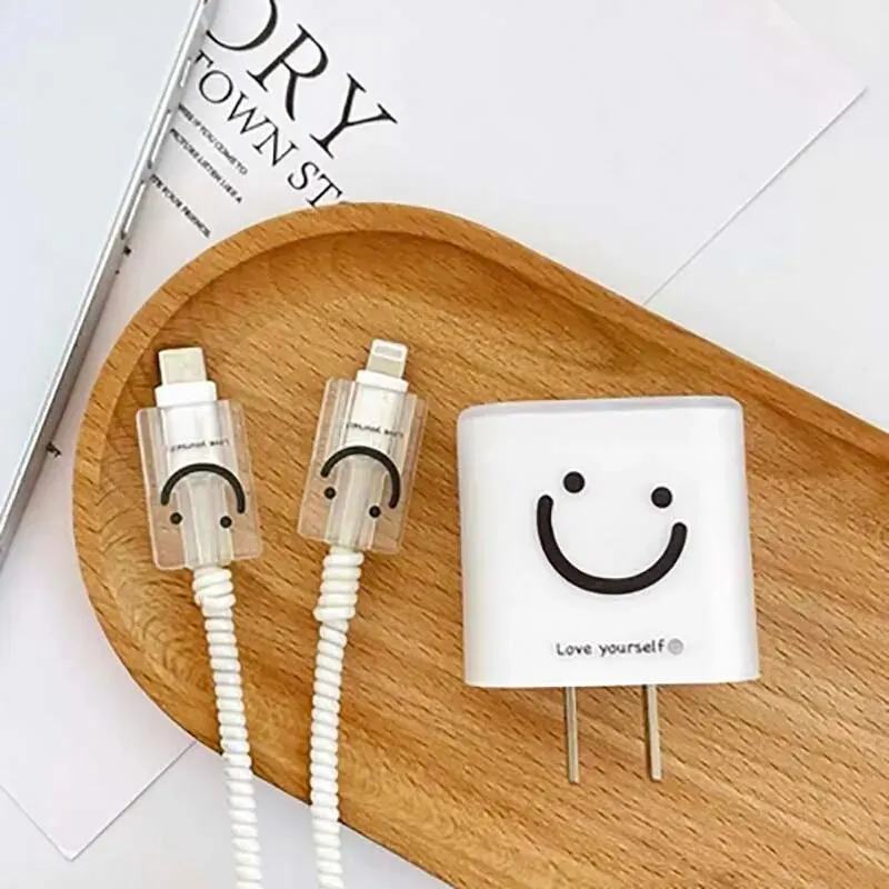 Black-Smiling-Face-Apple-Charger-Protective-Case-Suitable-for-18W-20W ...