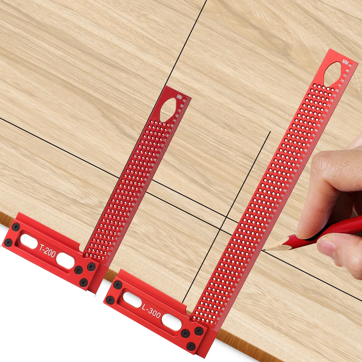 200-300MM-Precision-Woodworking-Scriber-Square-Marking-T-Ruler-Aluminum ...