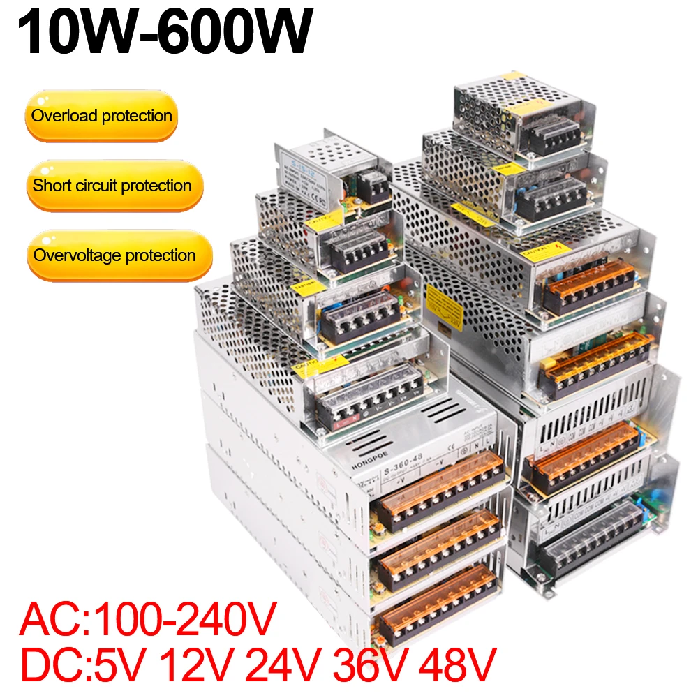 Lighting Transformer AC110V-220V to DC 5V 12V 24V 48V Power Supply Adapter 2A 5A 10A 15A 20A 30A ...