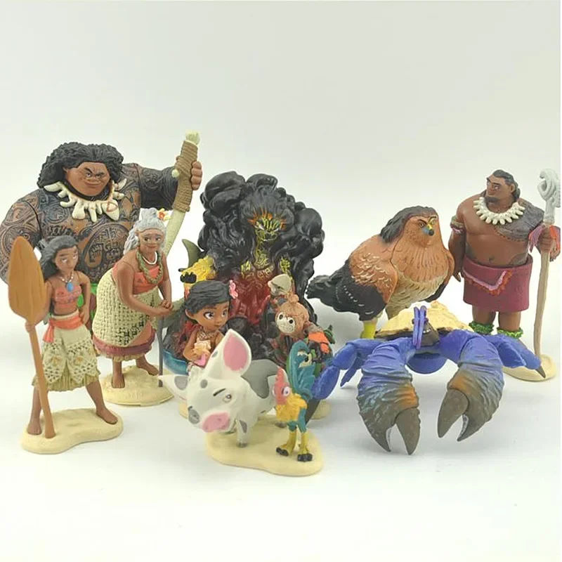 10 Pcs/Set Cartoon Moana Action Figure Toy Maui Gramma Tala Tui Tamatoa ...