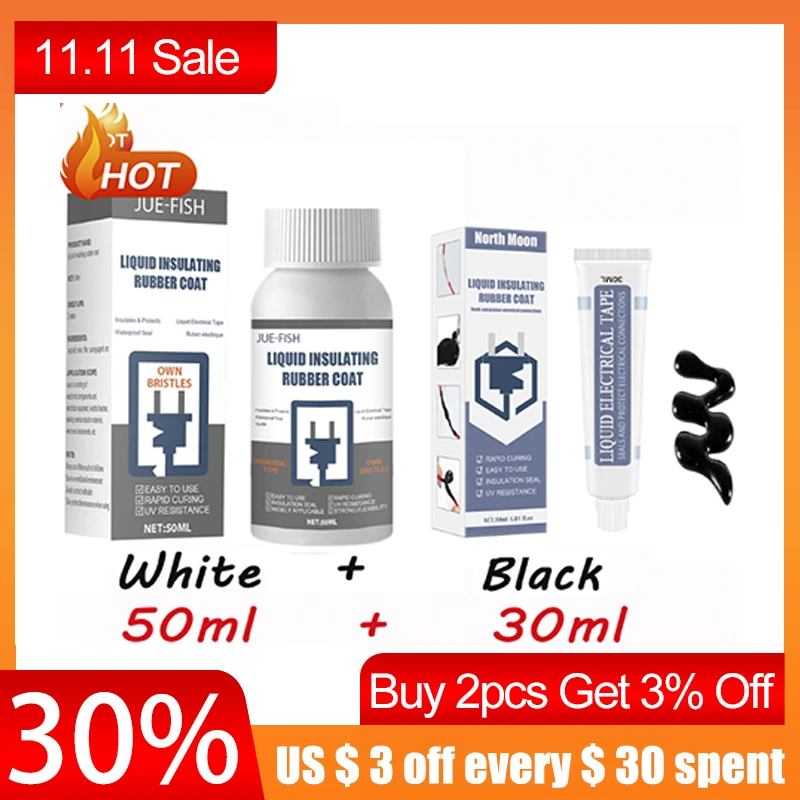 2pcs Waterproof Liquid Insulation Tape Paste Electronic Sealant ...