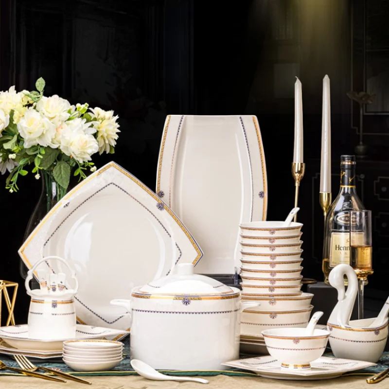 1PCS-Ceramic-Tableware-Set-Phnom-Penh-Household-Creative-Whiteware ...