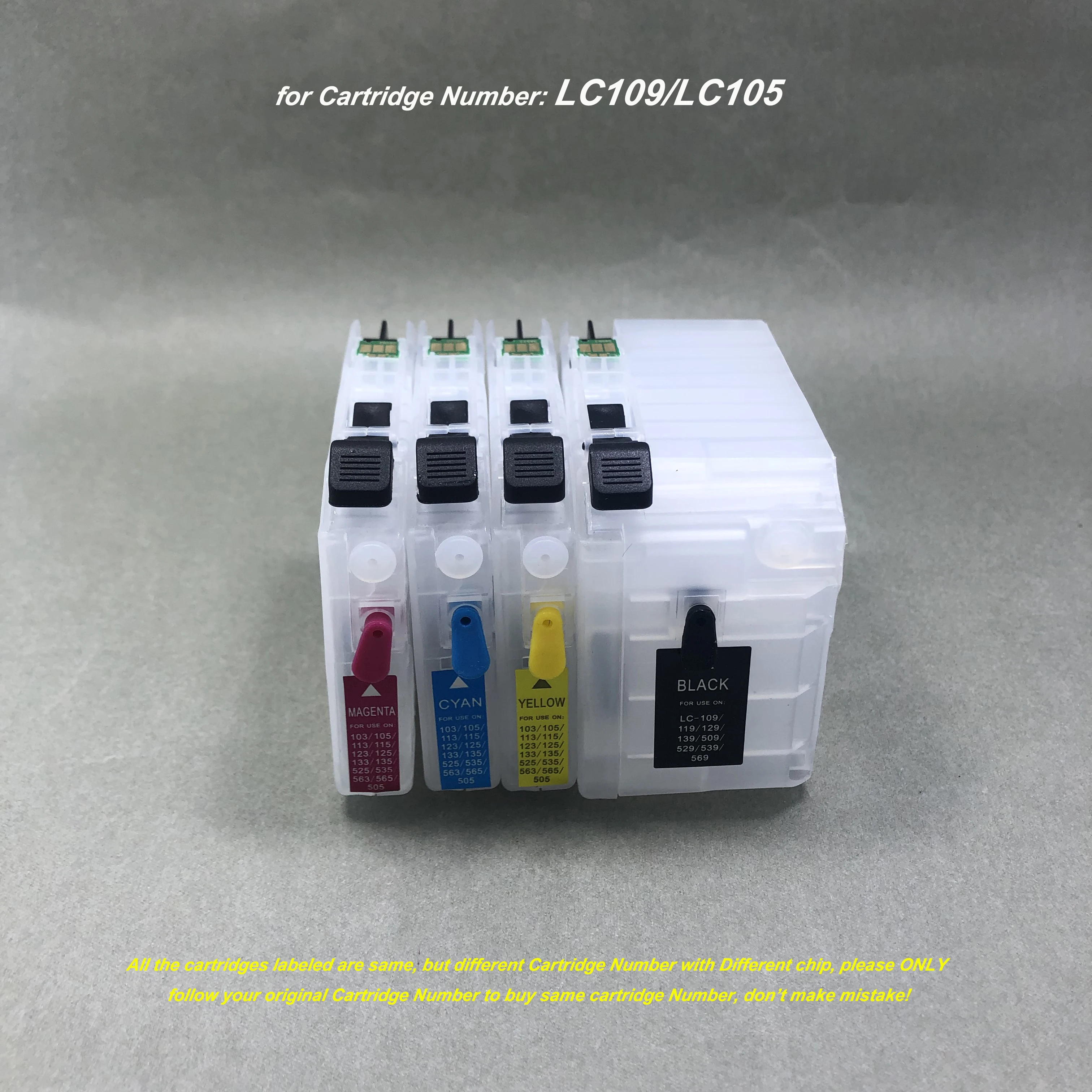 4Colors-Empty-LC109-LC105-Refillable-Ink-Cartridge-with-Auto-Reset-Chip ...