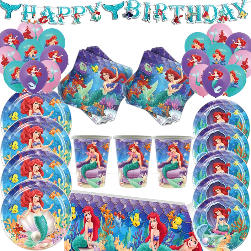 Little-Mermaid-Ariel-Princess-Disposable-Tableware-Set-Kids-Favor ...