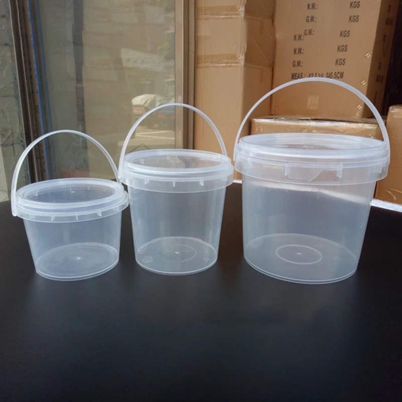 Transparent-Plastic-Storage-Mini-Bucket-Portable-Sealed-Small-Round ...