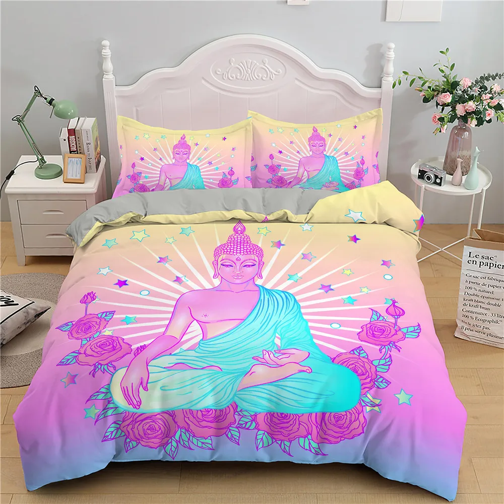 Colorful-Buddha-Duvet-Cover-Set-Colorful-Buddha-Statue-Religion-Twin ...