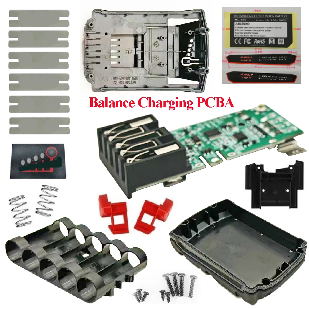 5X18650 For M18 Lithium Ion Battery Case BMS Balance Charging Circuit ...