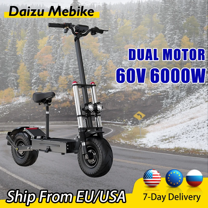 Max Speed 100 Km/h Adult Electric Scooter 6000w Motor 13 Inch Fat Tire ...