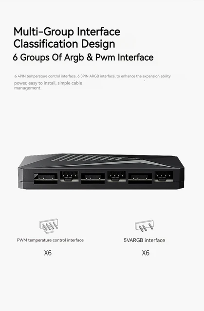 Haak Switch Ventilador ARGB De 5 V/3 Pines PWM HUB Divisor De 1 A 8 ...