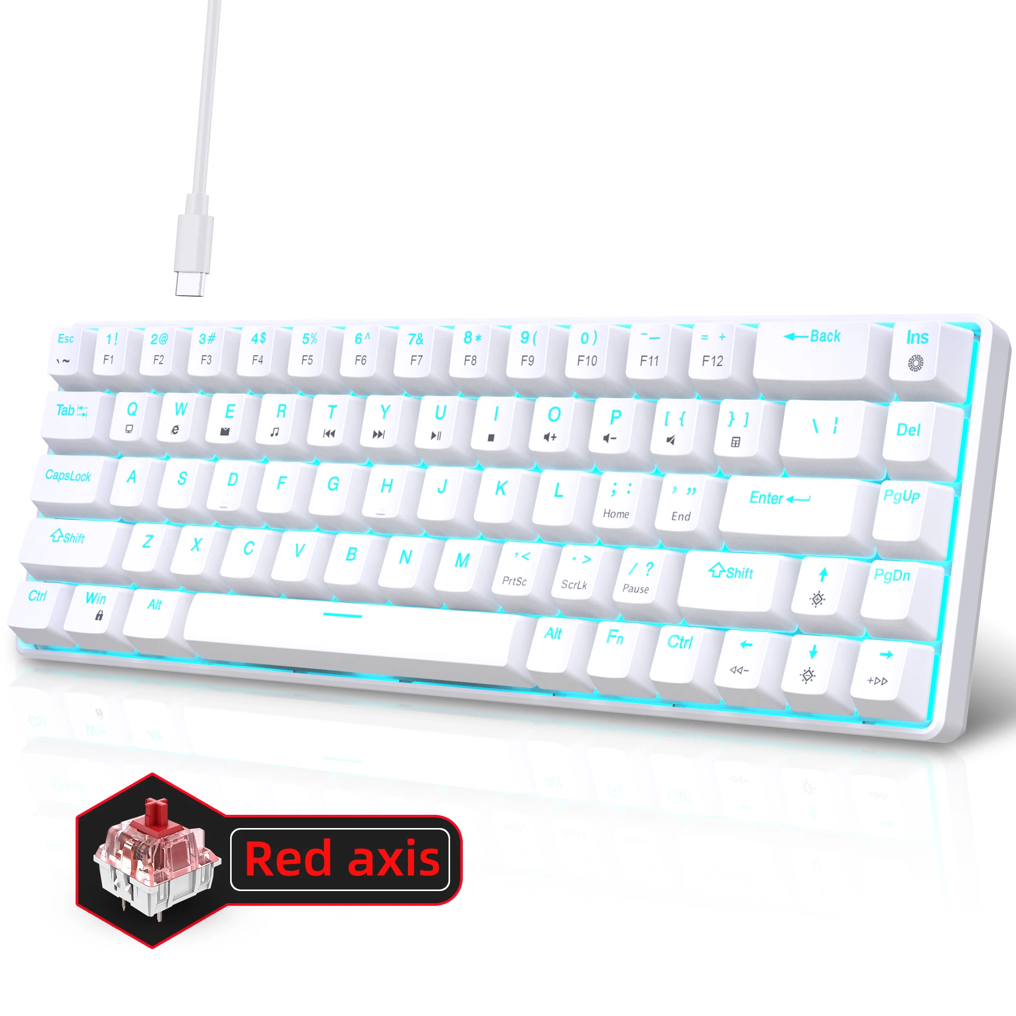 HXSJ-V800-65-Mini-Mechanical-Gaming-Keyboard-Hot-Swappable-Blue-Red ...